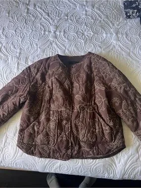 Zara | Jackets & Coats | Zara Brown Quilted Floral Puffer Jacket | Poshmark